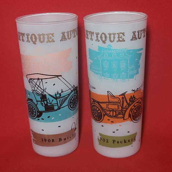 Antique Autos | Dining | Vtg Antique Autos Frosted Glass Car 92 Packard ...